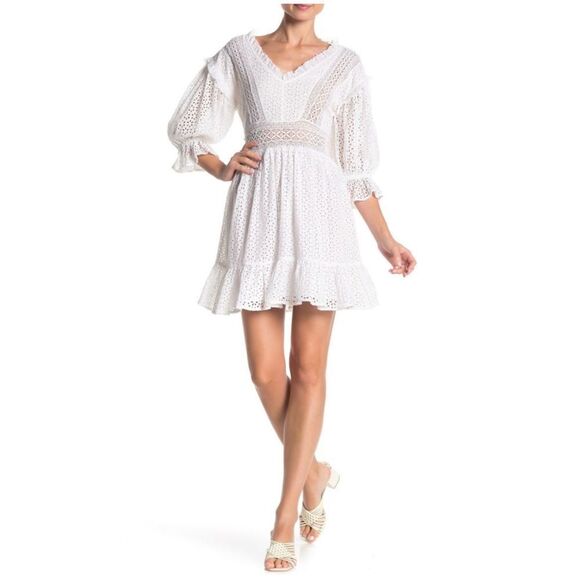 Love Sam | Dresses | Love Sam M Vivienne Eyelet Embroidery Mini Dress ...